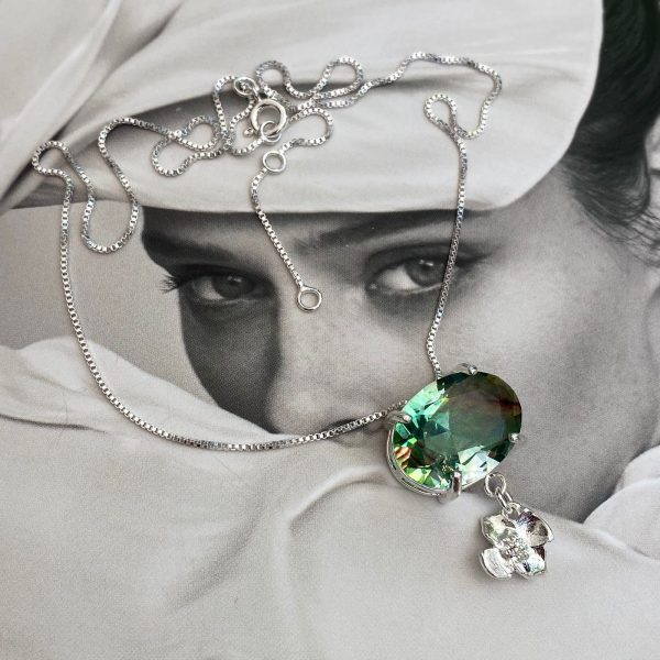 Collar Cristal Agua Enchapado en Plata 950 Colección Praga One of a ...